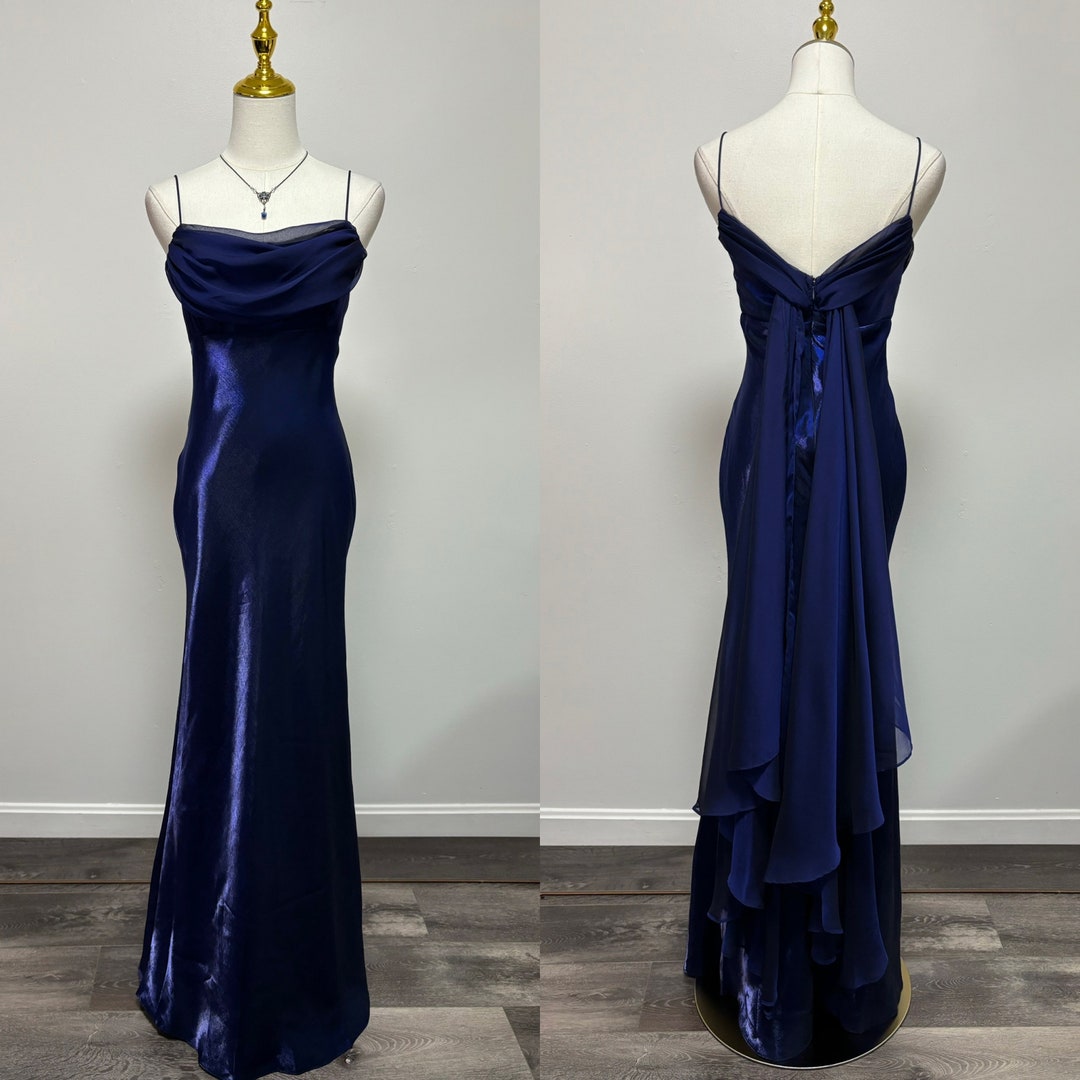 Vintage 90’s Royal Blue Shimmer Iridescent Prom Dress Formal Dress ...