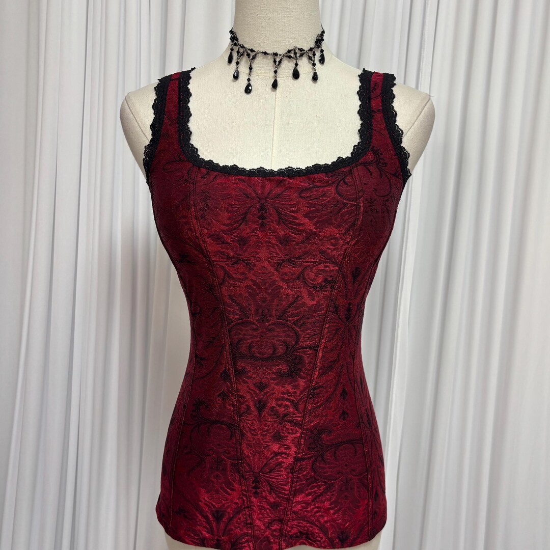 Vintage 00’s Red Vampy Gothic Corset Style Tank Top | Size M - Etsy