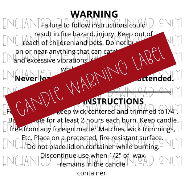 Candle Warning Label Svg - Etsy