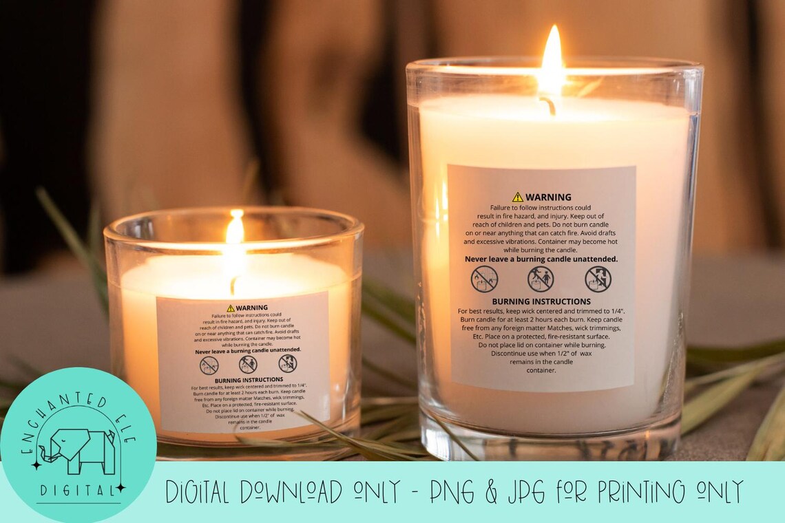 Candle Warning Label Printable - Pictures/ Pictographs - JPG & PNG Only ...