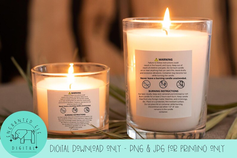 Candle Warning Label Printable Pictures/ Pictographs JPG & PNG Only - Etsy