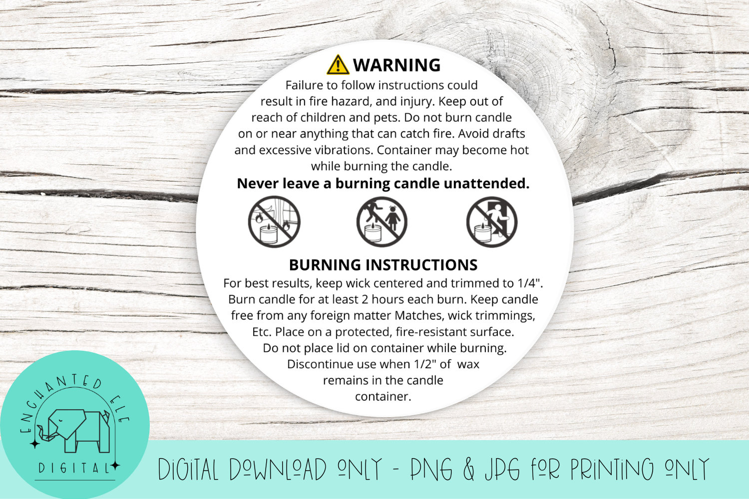 Candle Warning Label Printable - Pictures/ Pictographs - JPG & PNG Only ...