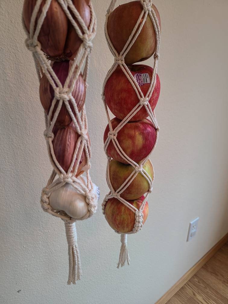 Macrame Produce Hangers- Set of 2 - Etsy