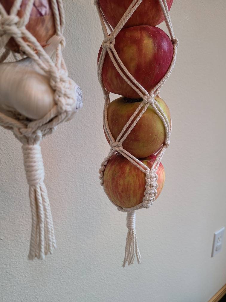 Macrame Produce Hangers- Set of 2 - Etsy