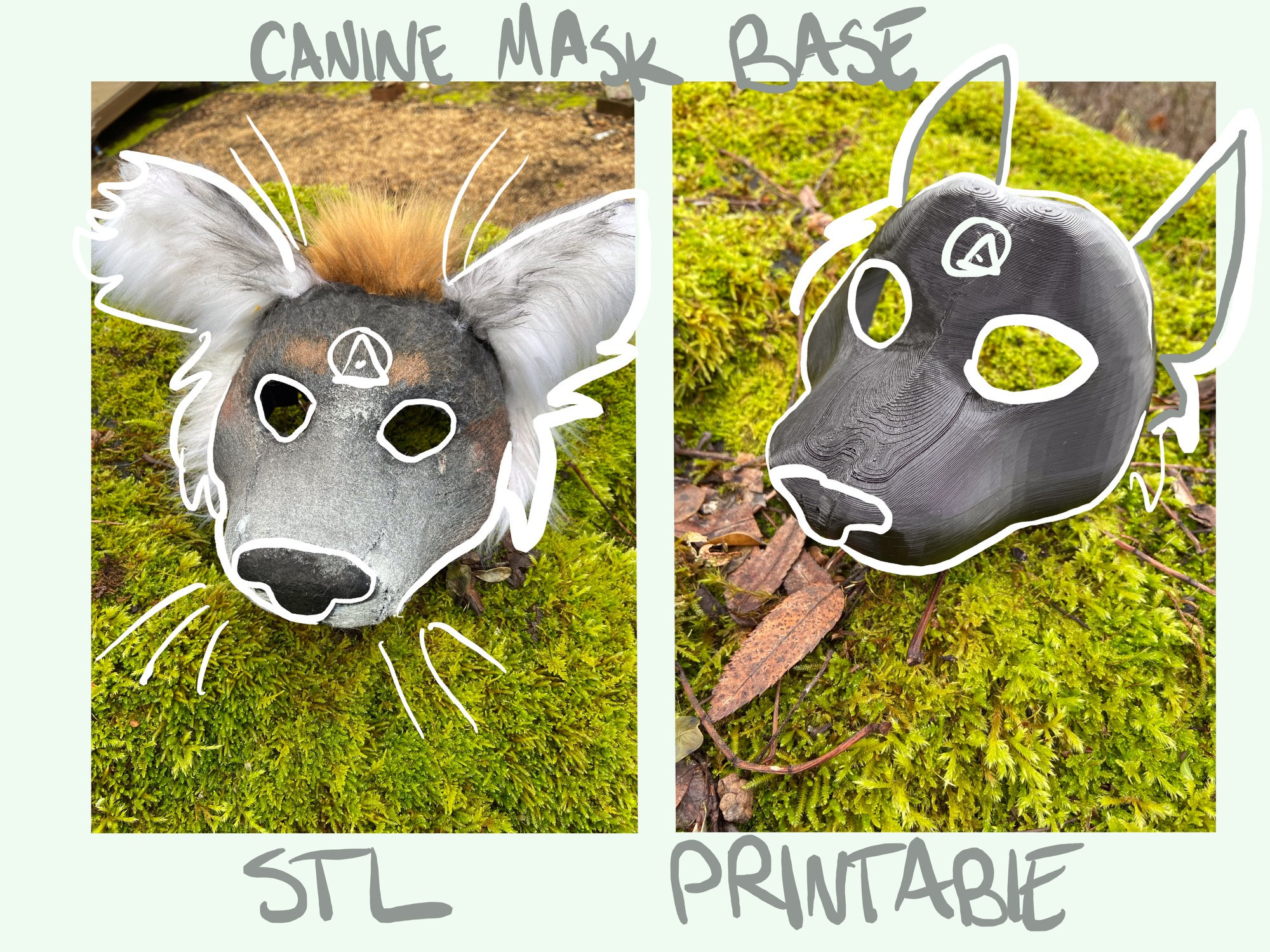 Canine Mask Base: Fursuit Furry Therian Alterhuman Dog Border Collie ...