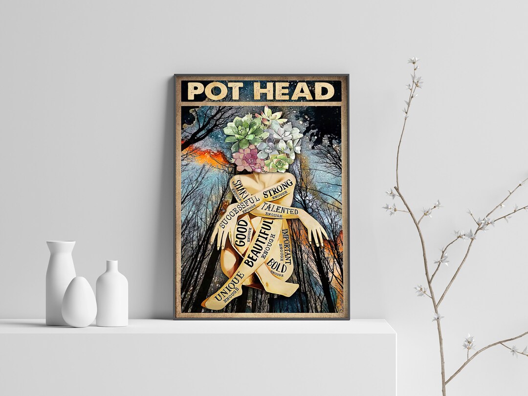 Pot Head Gardening Poster Pot Head Flower Girl Poster - Etsy