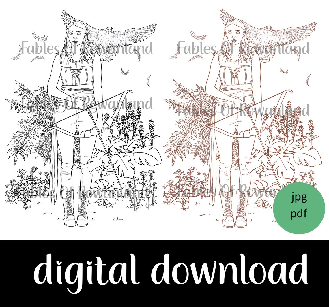 Dnd Coloring Page, Elven Archer, Fantasy Coloring Page, Printable ...