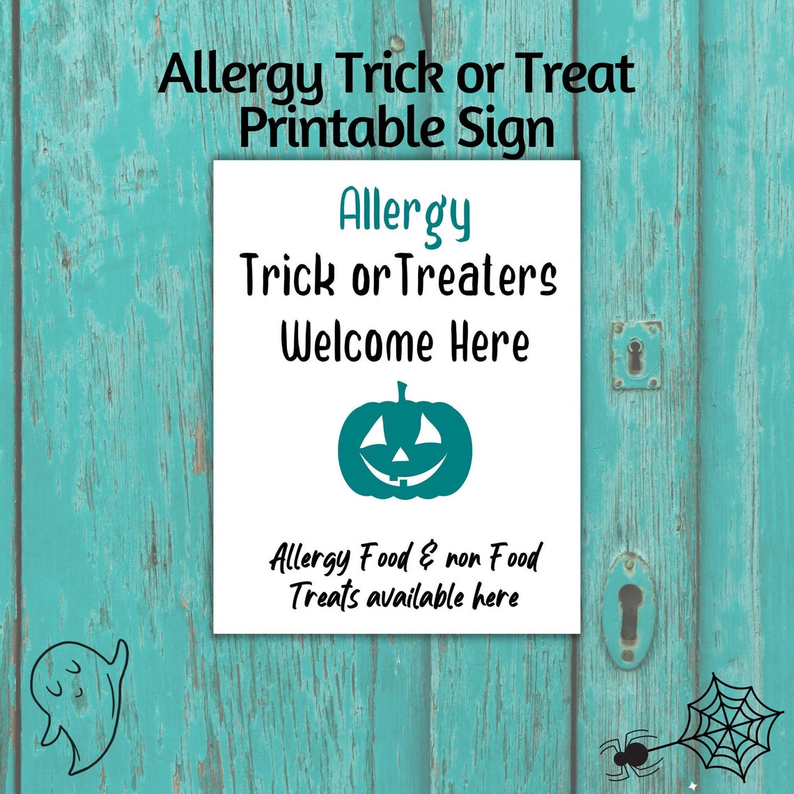 Allergy Free Trick or Treat Printable Sign With Teal Pumpkin - Etsy