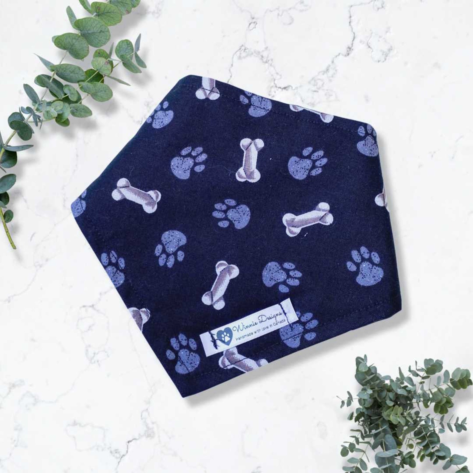 Dog bones dog paws snap on pet bandana dog bandana | Etsy