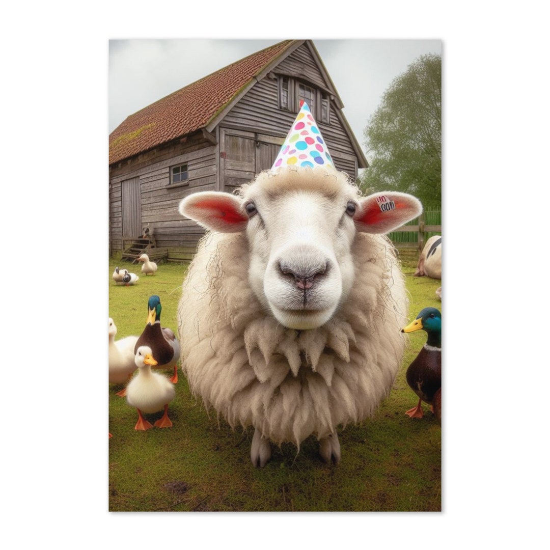 Happy Birthday Sheep Greeting Card/ Blank Inside /funny Birthday Card ...