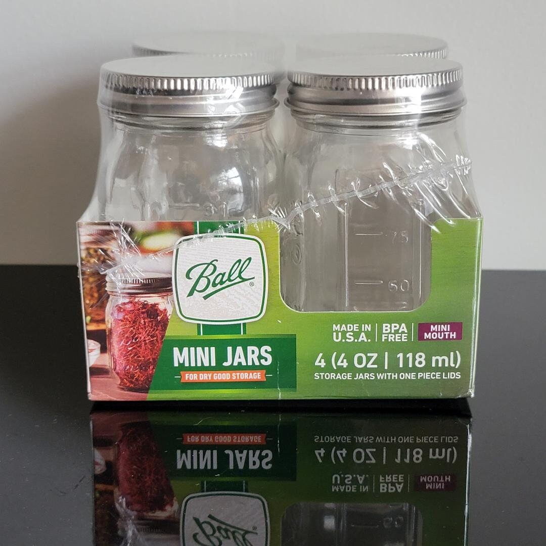 A Four Pack of Mini Ball Jars Short Made in the USA Tiny Gifting 4oz ...