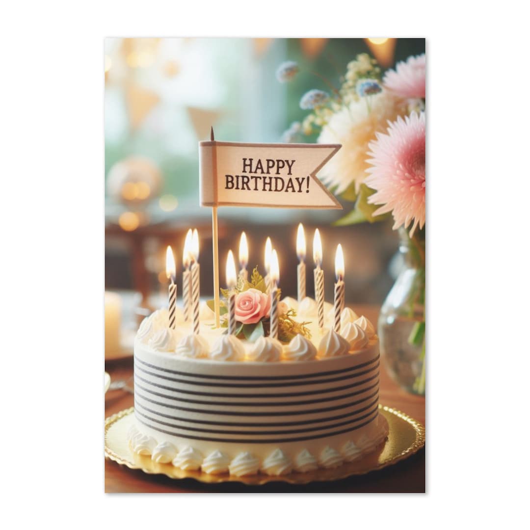 Birthday Cake Greeting Card – Happy Birthday Card for All Ages – Fun ...