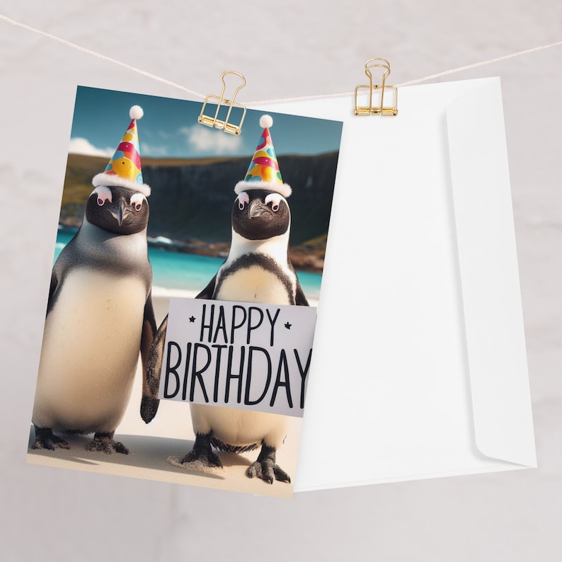 Funny Penguin Birthday Card | Cute Animal Greeting | Blank Inside for ...