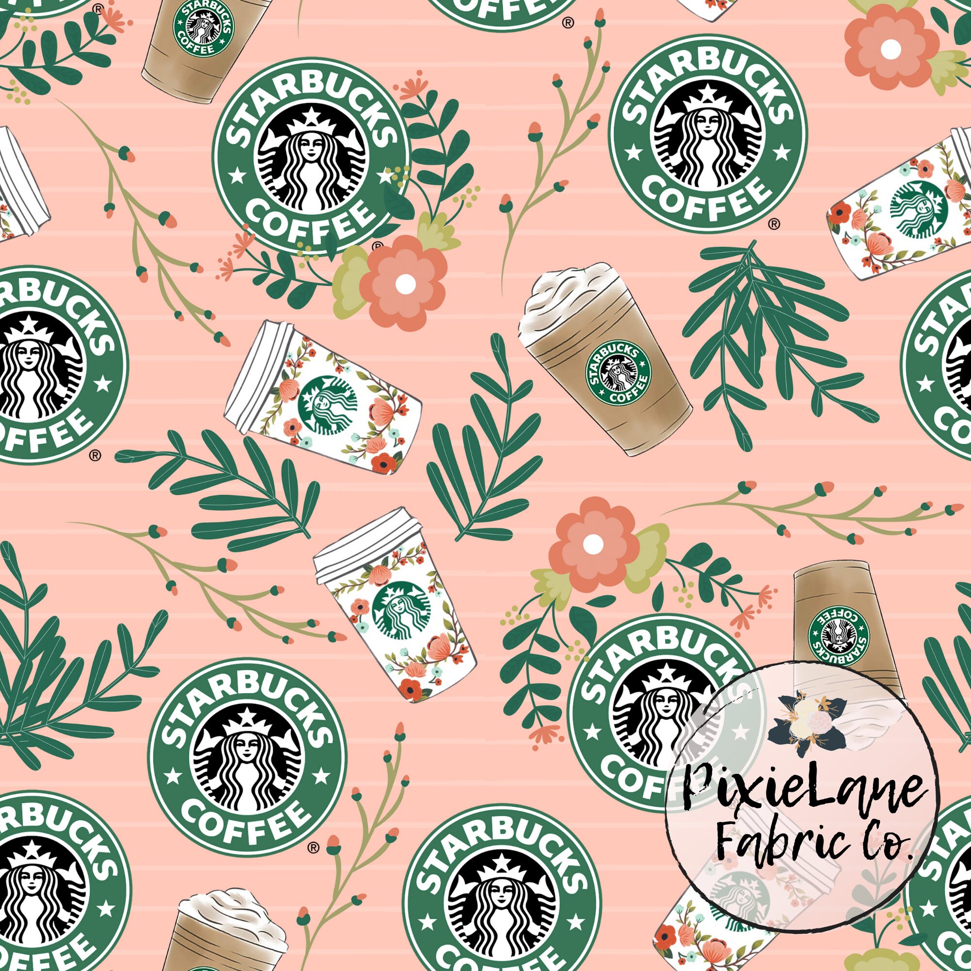 Starbucks Coffee Fabric by Yard Bullet Double Brushed Poly | Etsy