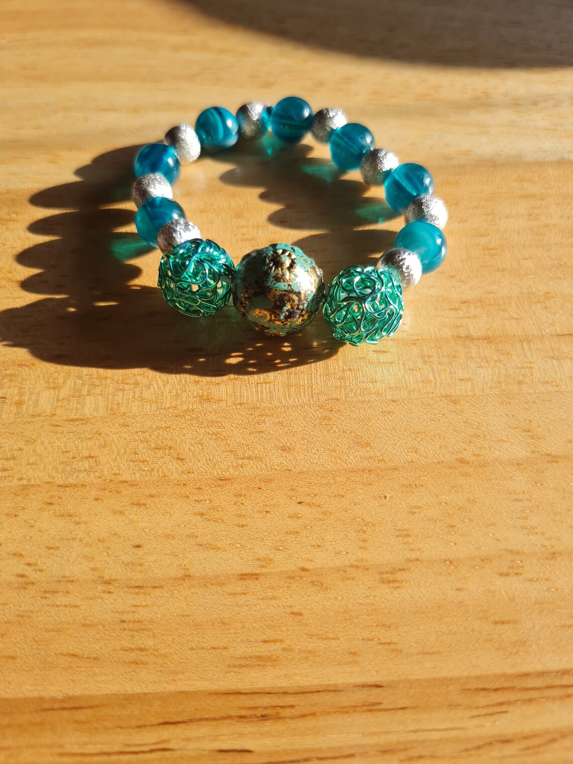 Pulsera de cuentas azules y plateadas - Etsy España