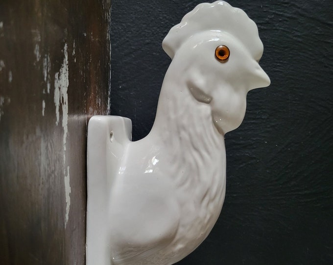 Large Vintage White Ceramic Rooster Head Towel Apron Hanger Hook ... Large Vintage White Ceramic Rooster Head Towel Apron Hanger Hook ...