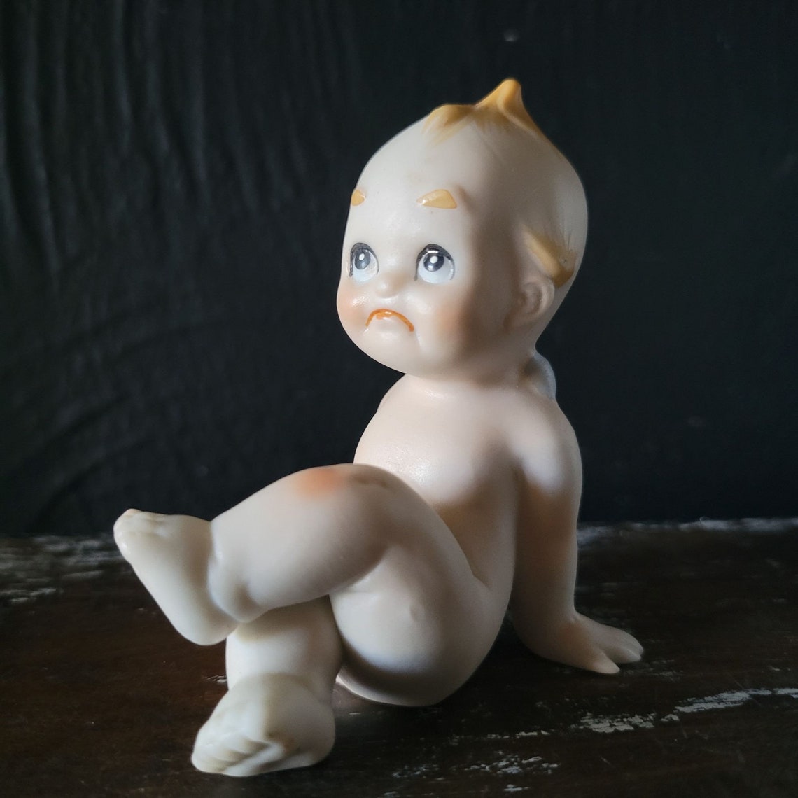 Vintage Bisque Porcelain Kewpie Doll With Blue Wings Frowning - Etsy