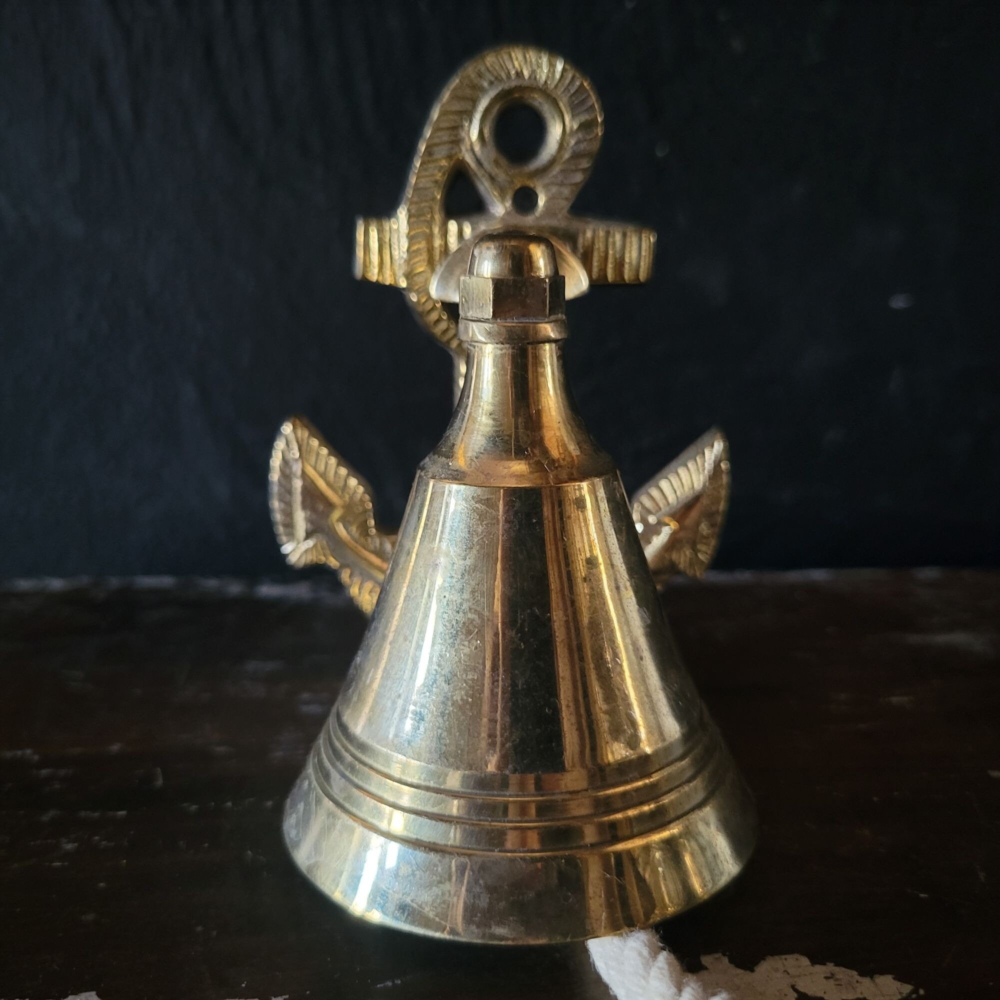 Small Vintage Metal Brass Anchor Hanging Dinner Bell, Brass Bell ...