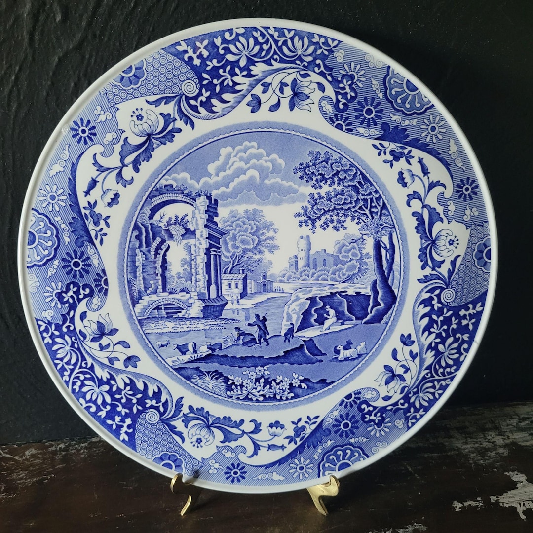 Spode Blue Italian Large Cake Plate, Cake Platter, Large Trivet, Blue ...