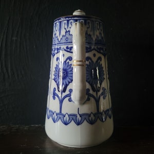 Small Antique Burley & Co Coffee Pot, Blue and White China Coffee Pot ...