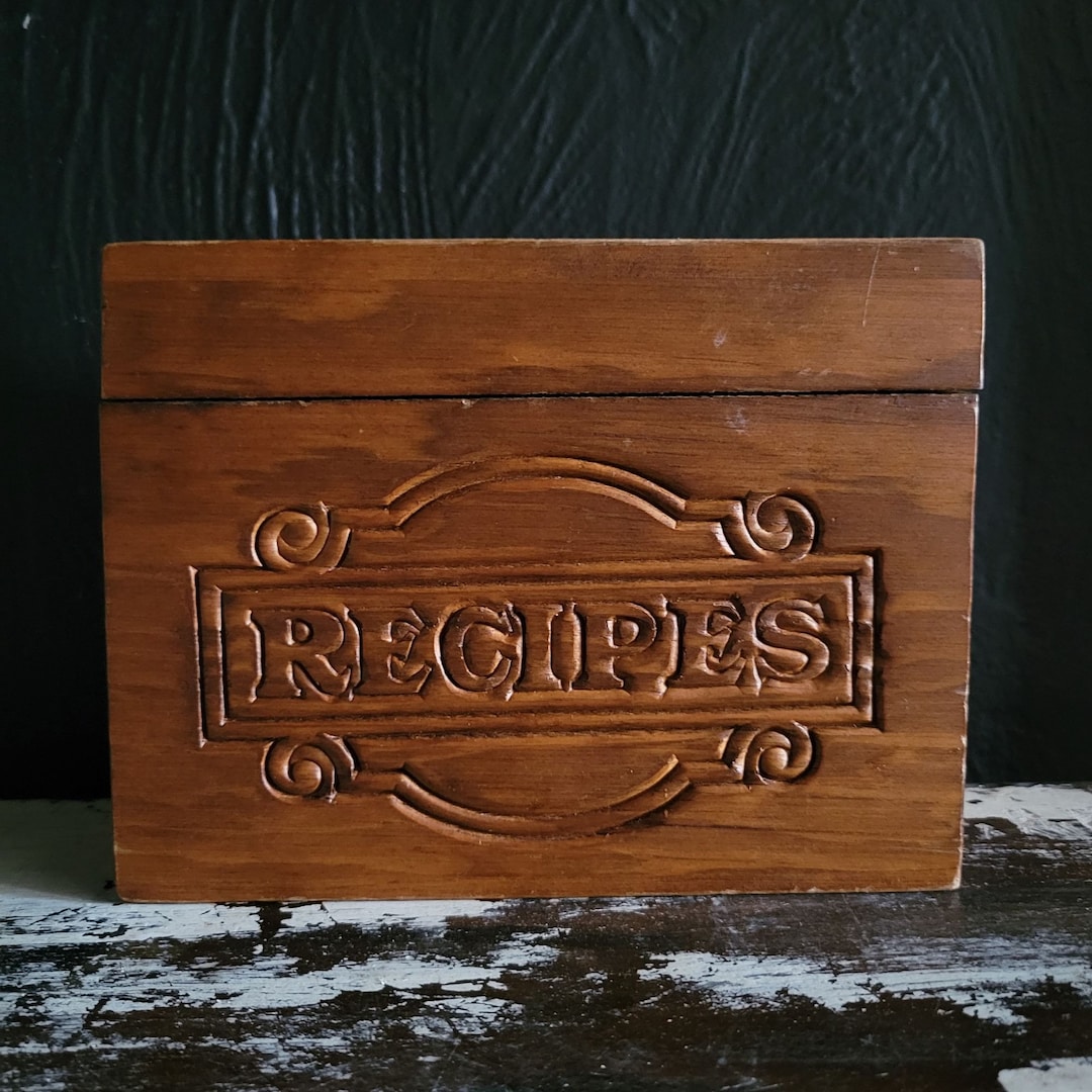 Vintage Wood Recipe Box, Vintage Two Part Wood Recipe Box - Etsy