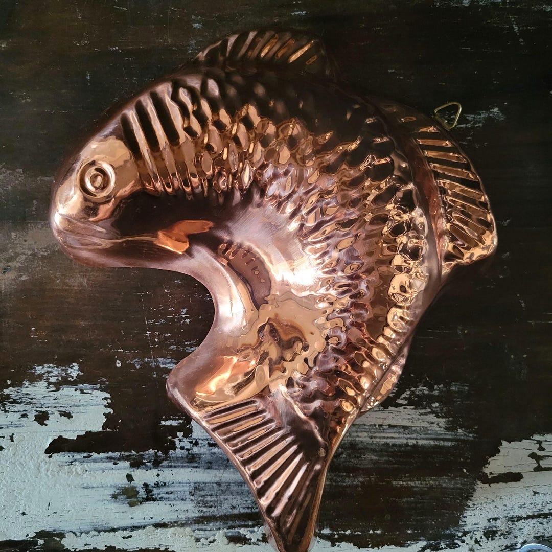 Vintage Copper Fish Mold Wall Decor Cake Pan Jello Mold Wall Kitchen ...