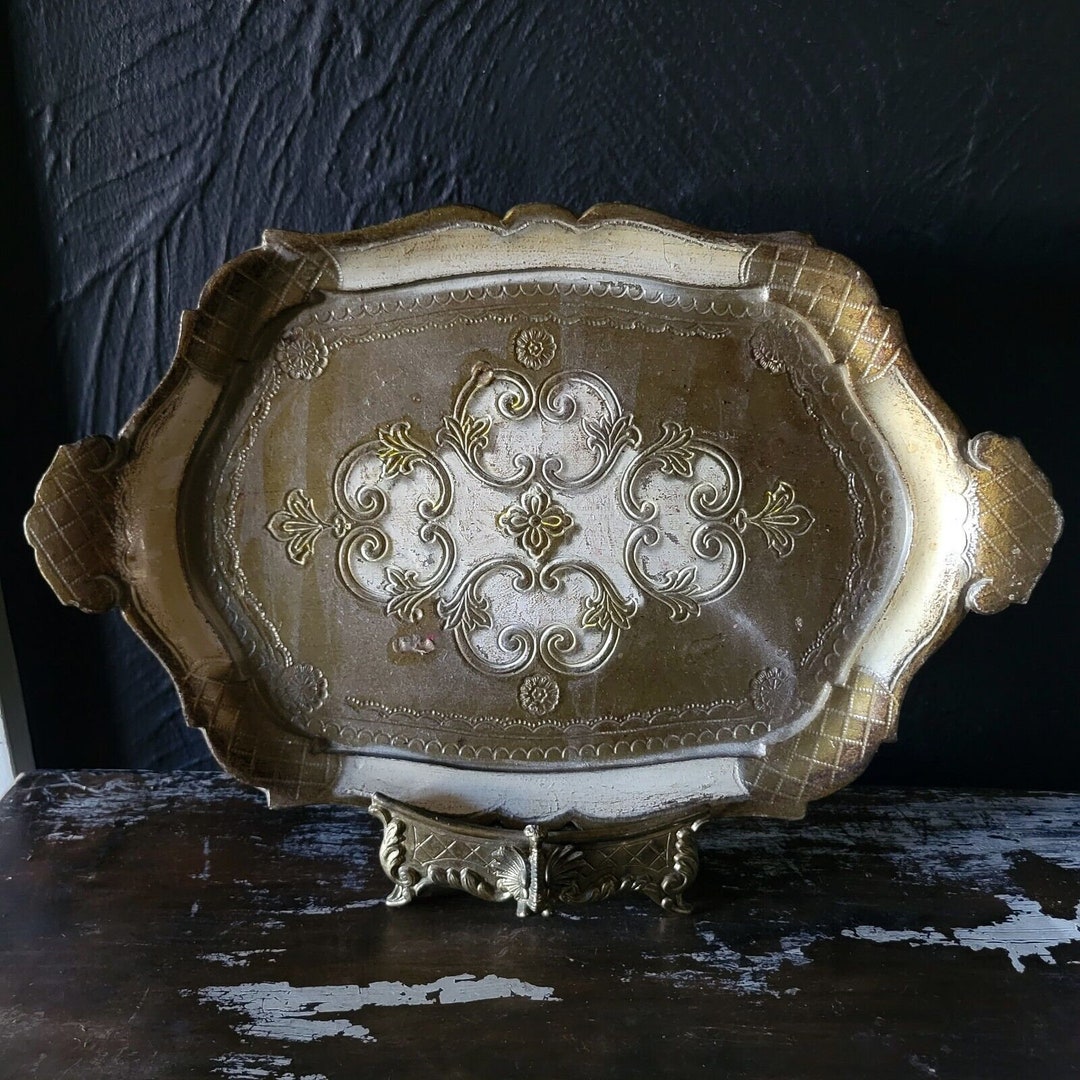 Vintage Plastic Tray Made in Italy, Resemble Traditional Florentine ...