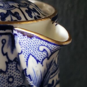Small Antique Burley & Co Coffee Pot, Blue and White China Coffee Pot ...