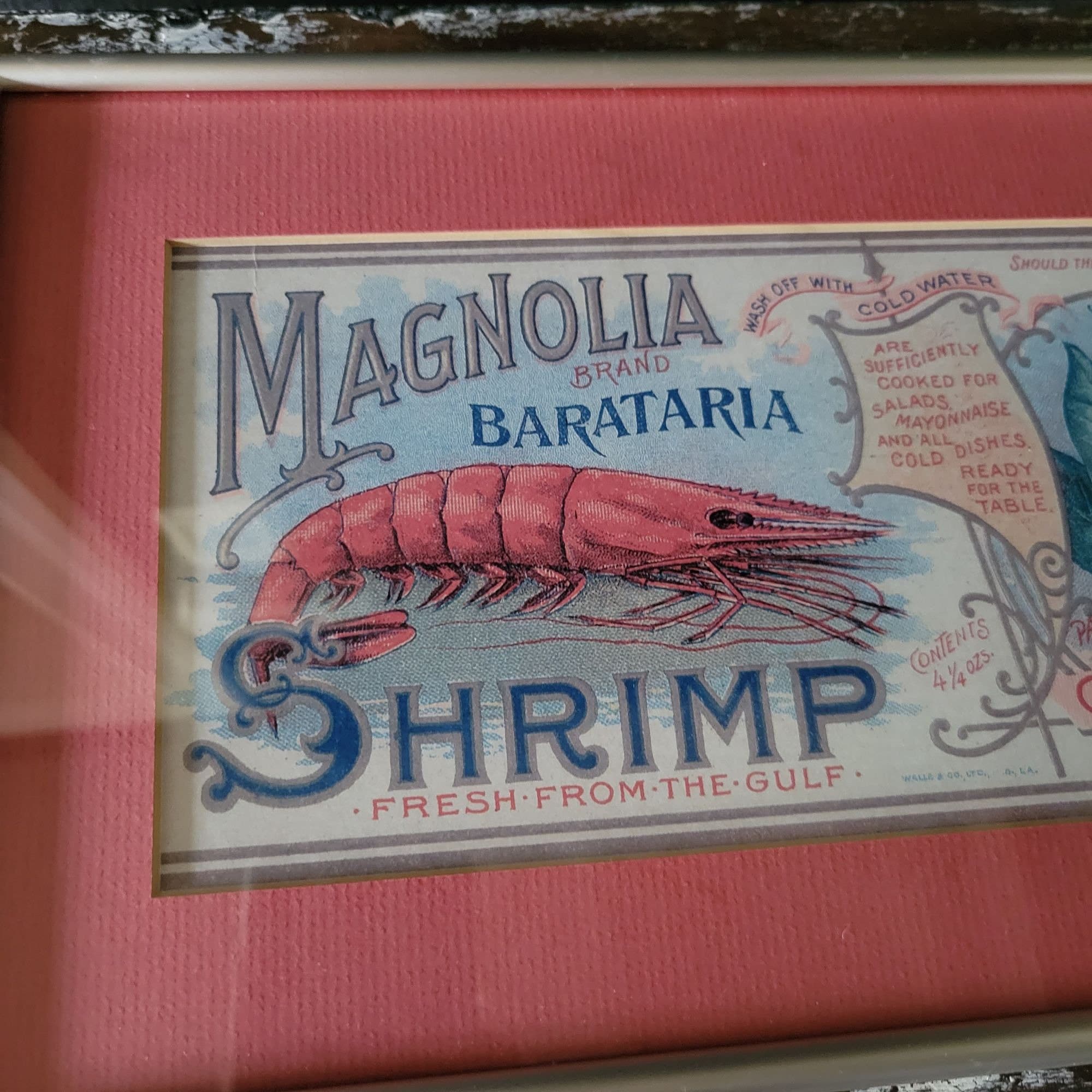 Vintage Magnolia Brand Barataria Shrimp Advertisement Framed - Etsy