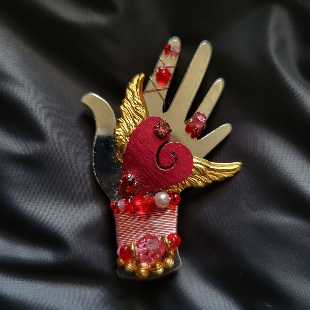 Vintage healing Hands Brooch by Liztech, Signed Hand Brooch, Valentines ...