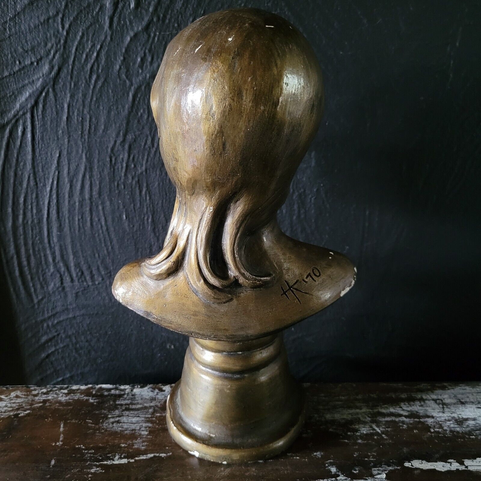 Signed 1970s Vintage Gold Chalkware Bust of Female - Etsy