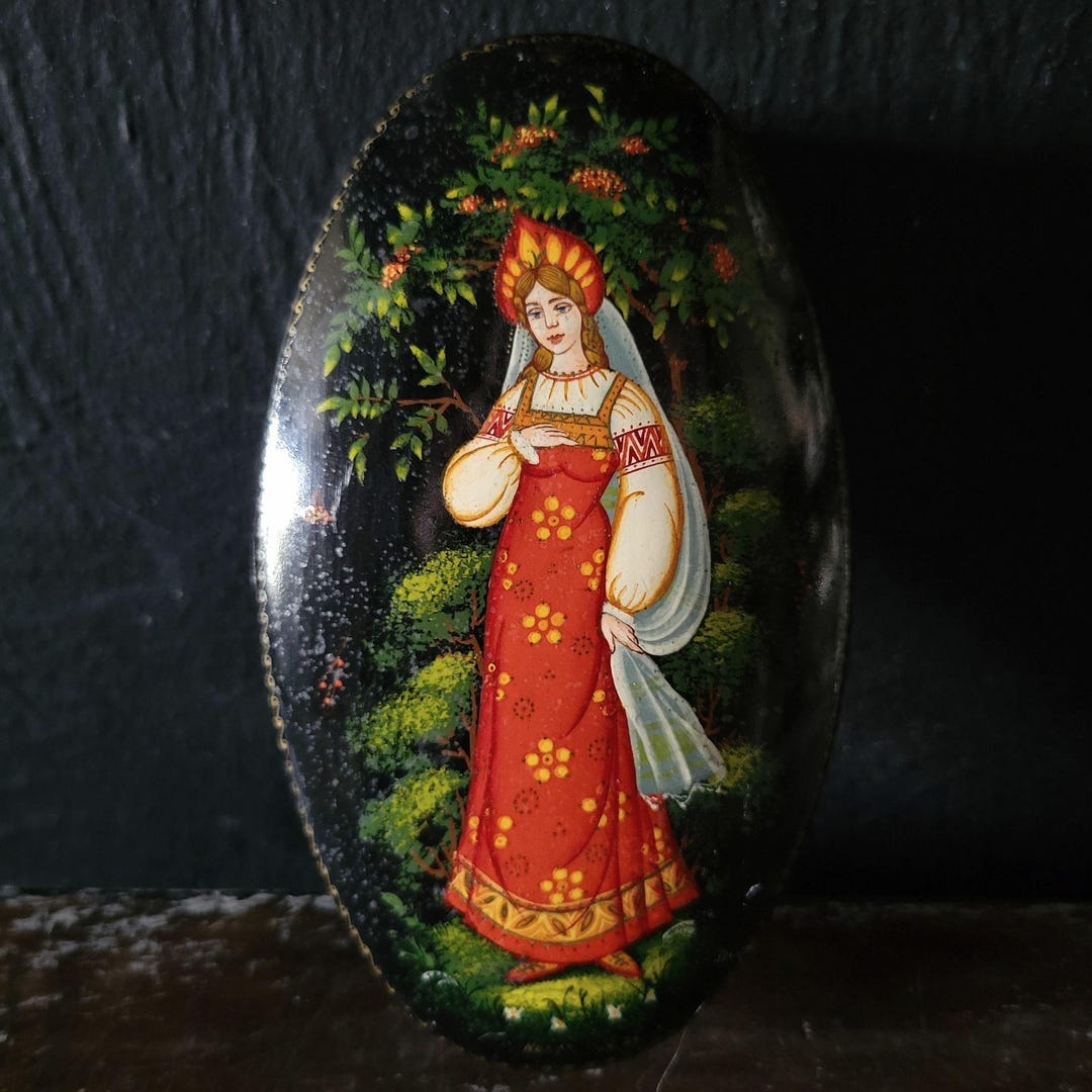 Vintage Hand-painted Signed Russian Trinket Box, Enamel on Metal Box - Etsy
