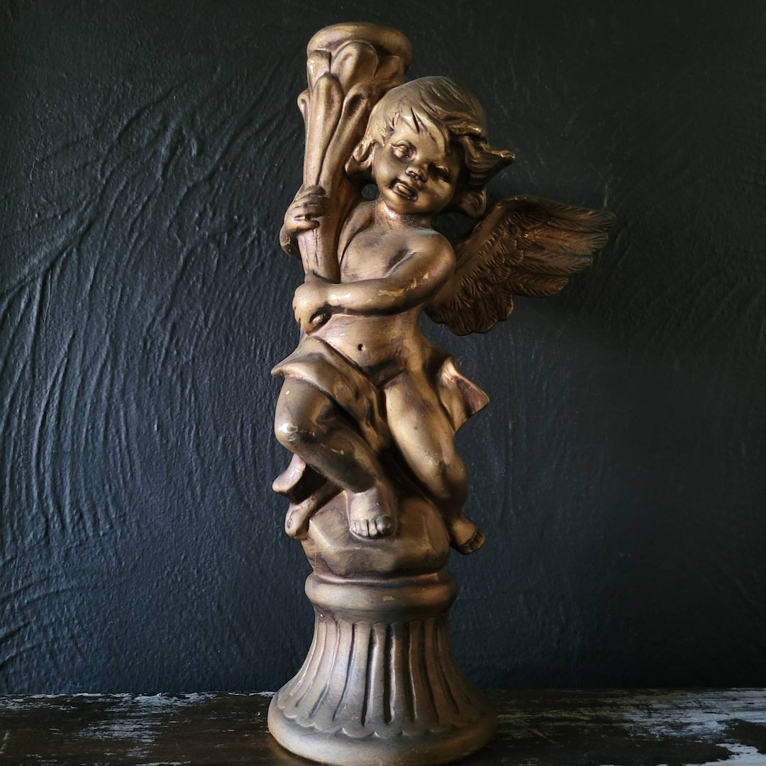 Vintage Ceramic Angel Cherub Candle Holder - Etsy