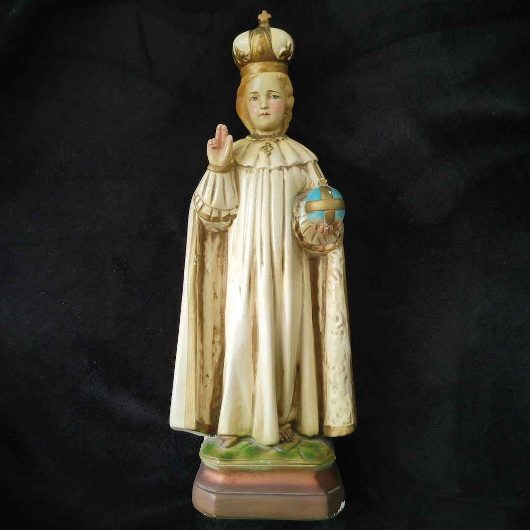 Vintage Infant of Prague Statue Child Jesus Statue Chalkware Figure 17 ...