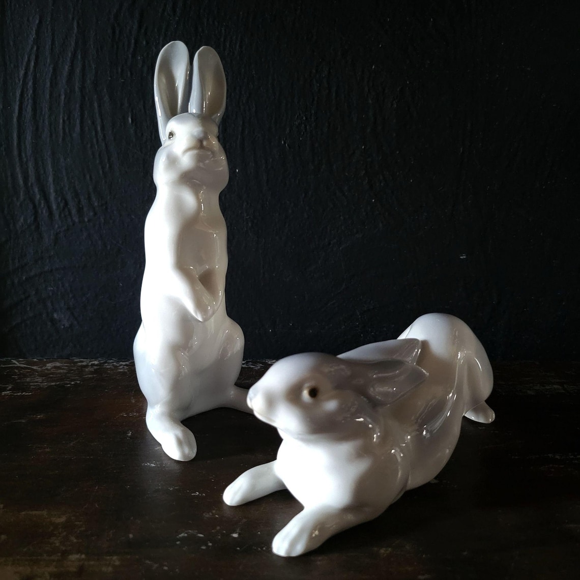 Vintage Zaphir Lladro Bunny Rabbit Crouching Figurine Porcelain Spain F ...