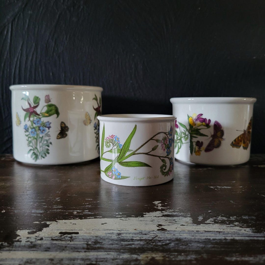 Set of 3 Portmeirion the Botanic Garden Pots With Floral & Butterfly ...