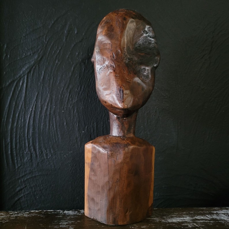 Vintage Carved Wood Bust of Woman - Etsy
