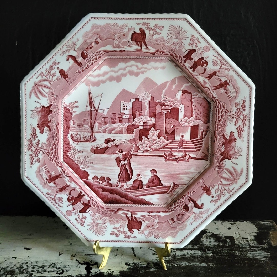 Vtg Spode Archive Sutherland Collection caramanian Plate Hexagon Salad ...
