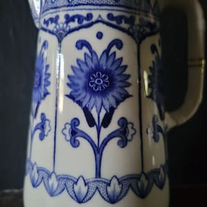 Small Antique Burley & Co Coffee Pot, Blue and White China Coffee Pot ...