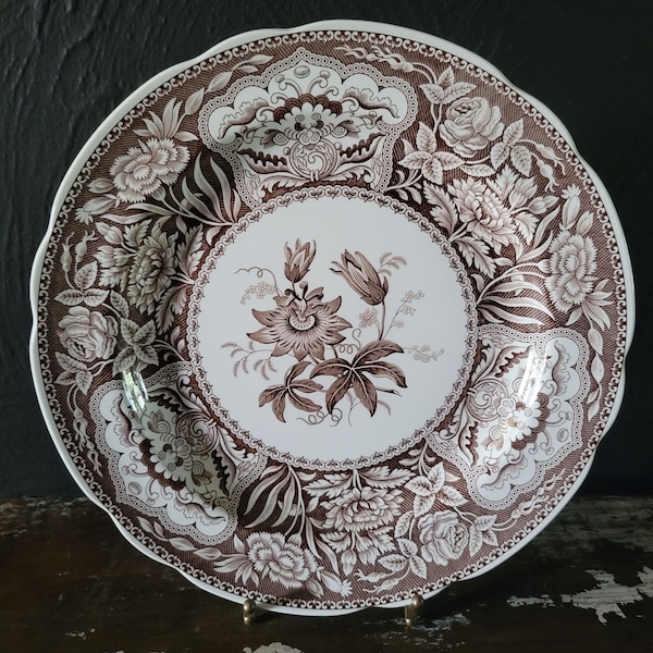 Brown Floral Plate - Etsy