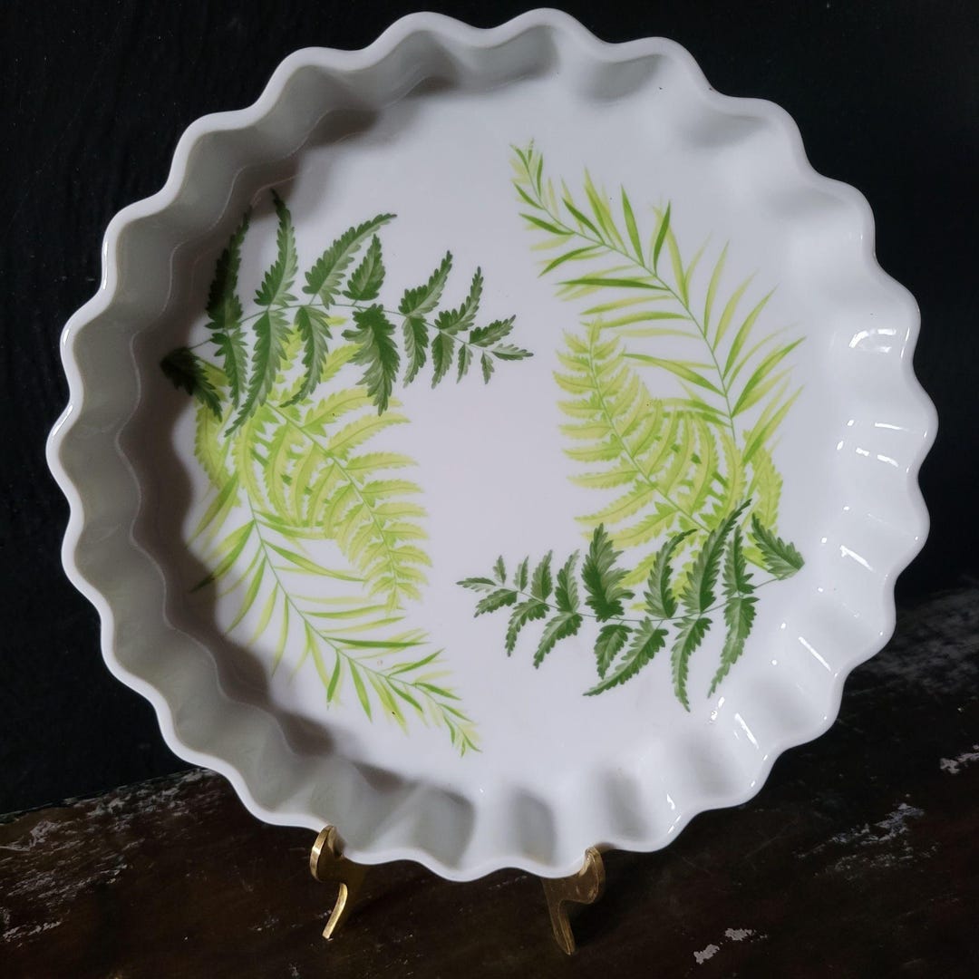 Vintage Shafford Enchantment Fern Leaf Porcelain Pie Dish Quiche Pie ...