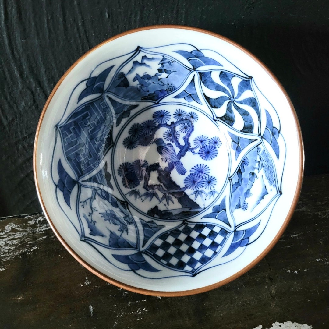 1950s Chinese Batavia Ware Blue and White Bowl With Interior Scenes - Etsy
