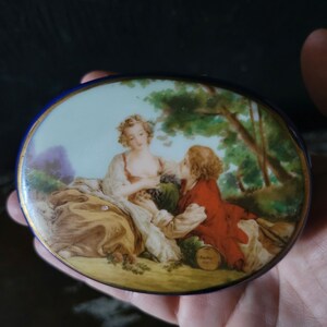 Vintage Attributed F. Boucher Porcelain Trinket Box, French Romantic ...