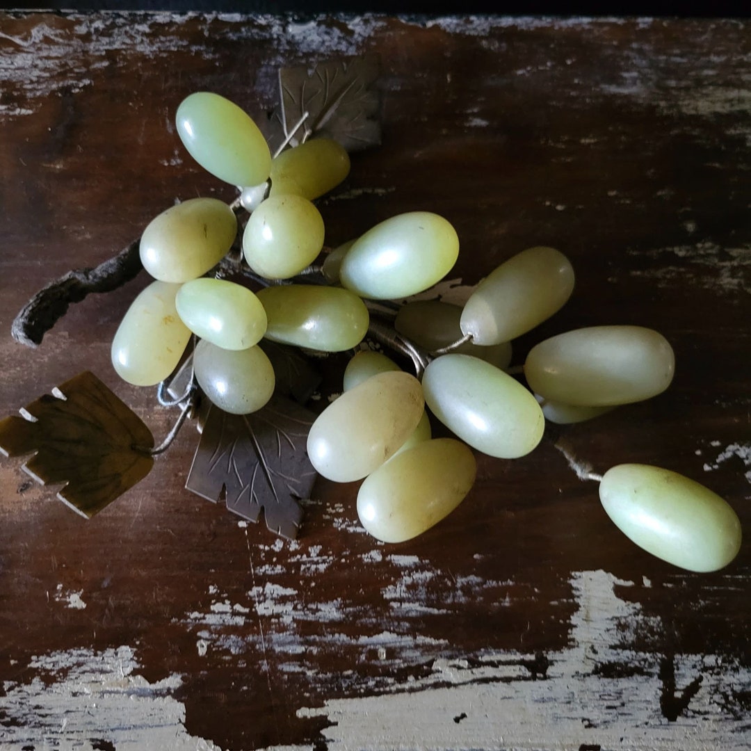 Vintage MCM Jade Grape Cluster Polished Stone Grapes, Stone Fruits - Etsy