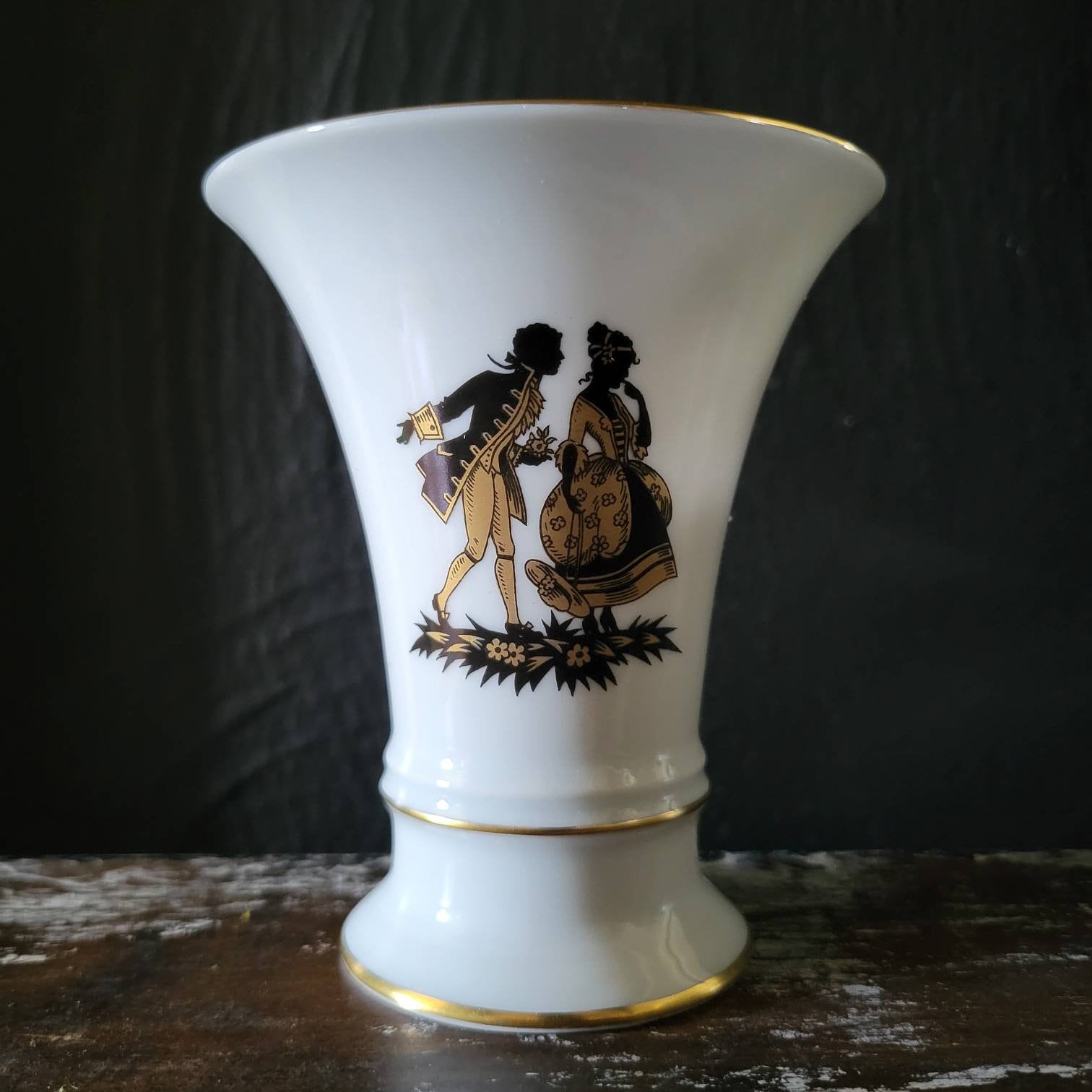 Vintage Gold & Black Furstenberg West Germany Vase Man and - Etsy
