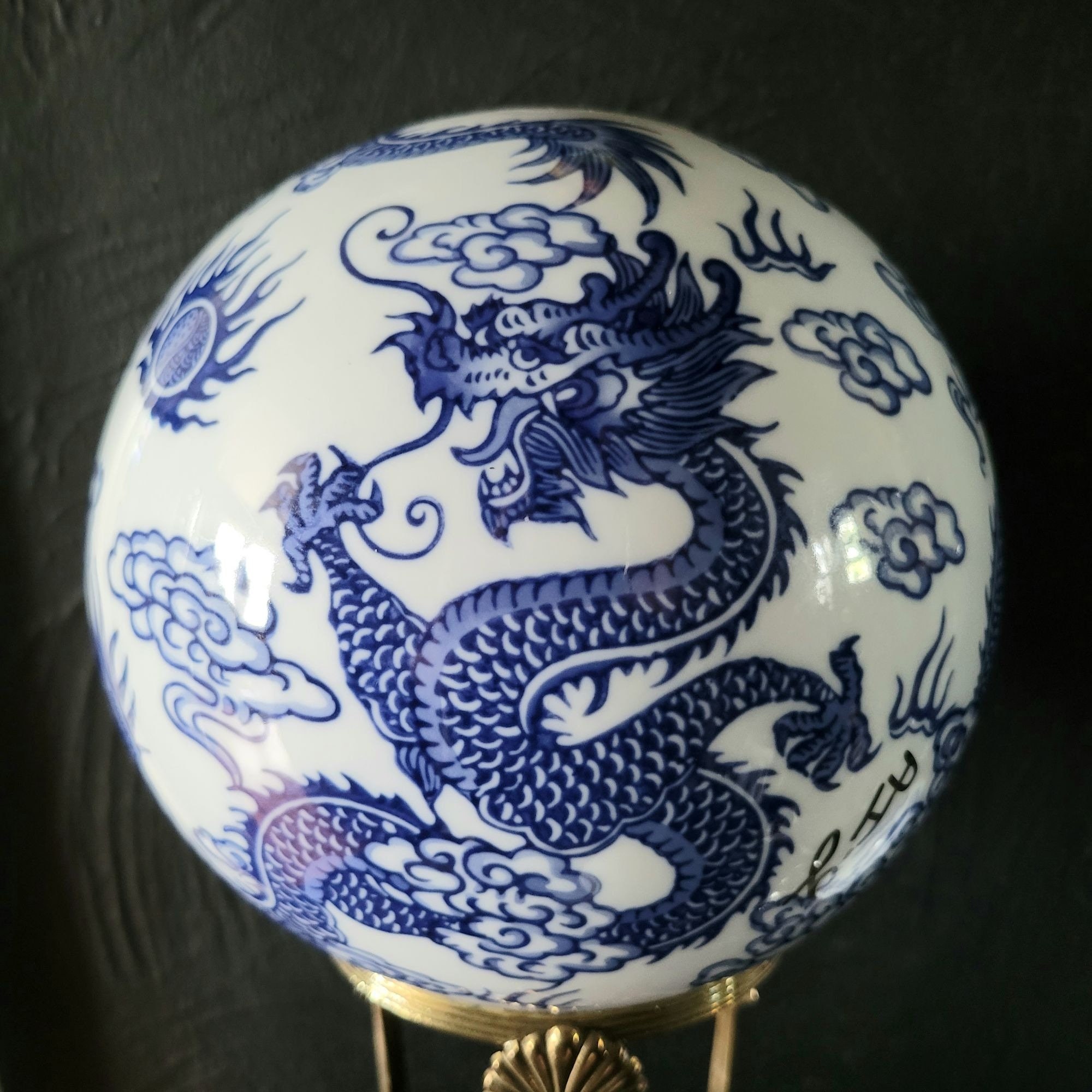 Vtg Bombay Company Chinese Dragon Motif Porcelain Ball Extra Large ...