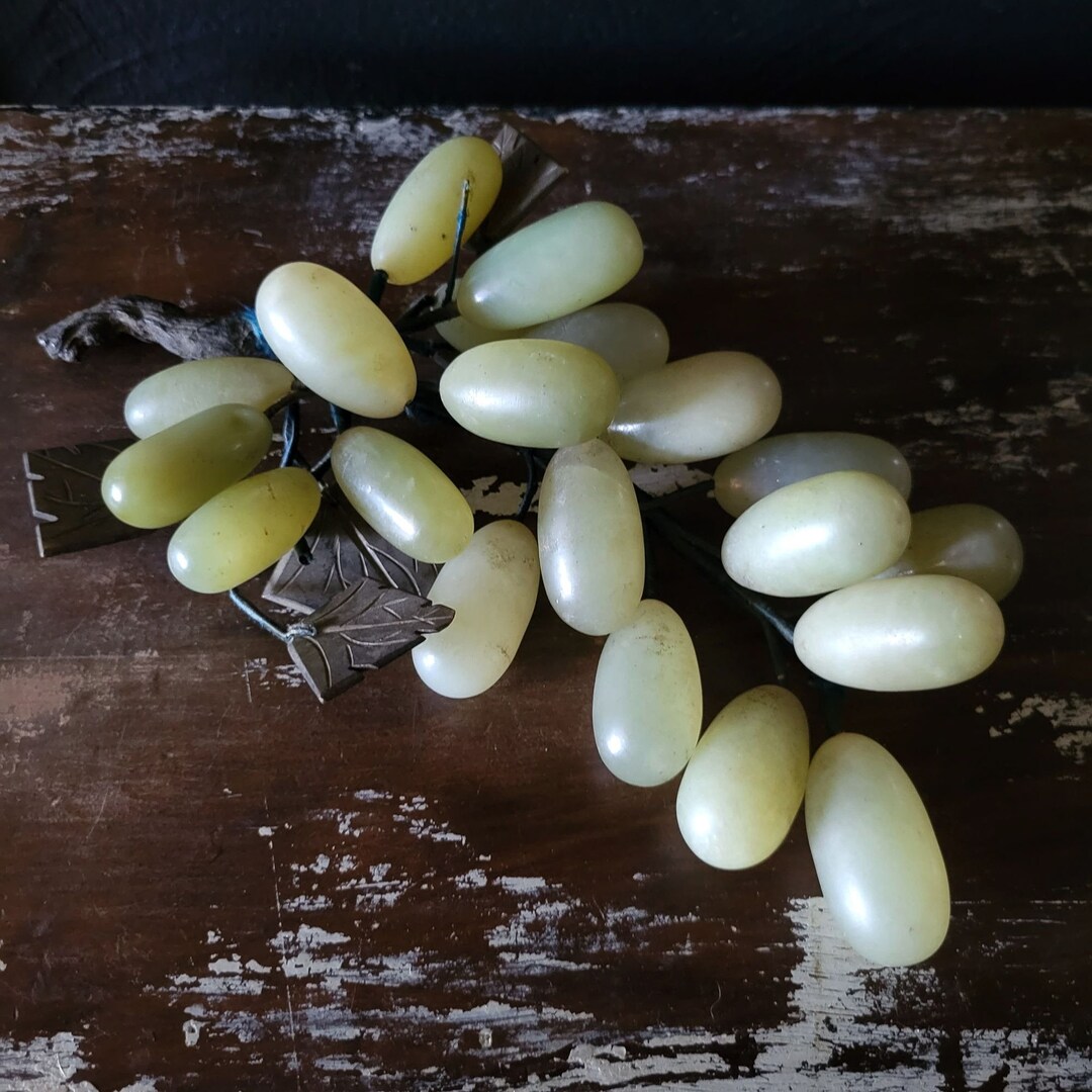 Vintage MCM Jade Grape Cluster Polished Stone Grapes, Stone Fruits - Etsy