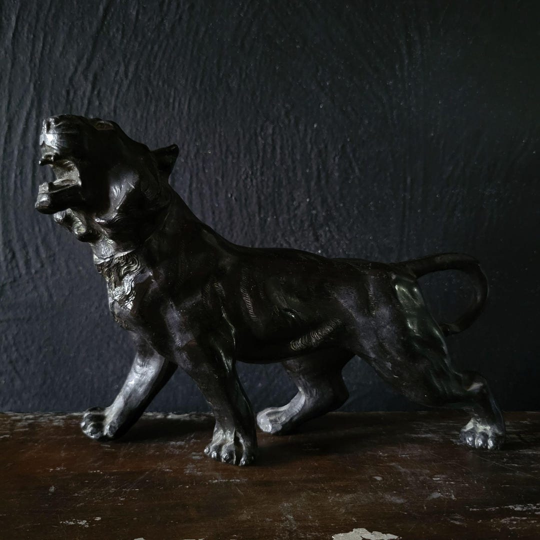 Vintage Cast Metal Tiger Statue, Vintage Cast Iron Tiger Doorstop 8 X 5 ...