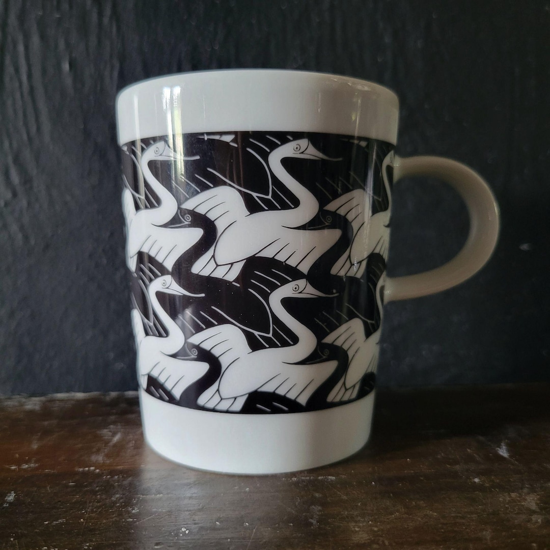 Vintage Arzberg M.C. Escher Douwe Egberts Black and White Swans Mug ...