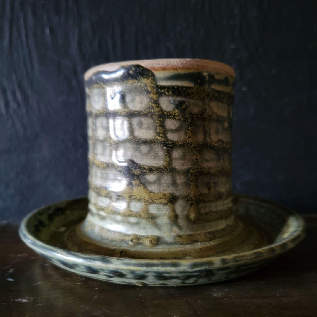 Vintage Studio Pottery Match Holder With Saucer Boho Rustic Decor - Etsy